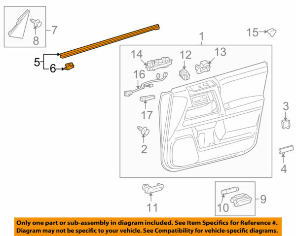 68172-60080 Toyota Weatherstrip, front door glass, inner lh 6817260080 ...