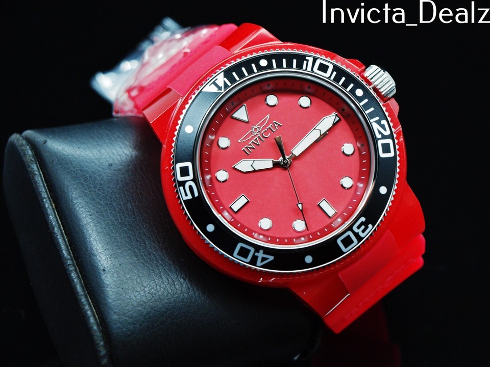 Invicta Men 52mm GRAND PRO DIVER III ANATOMIC NEON-GLOW Red Case Strap ...