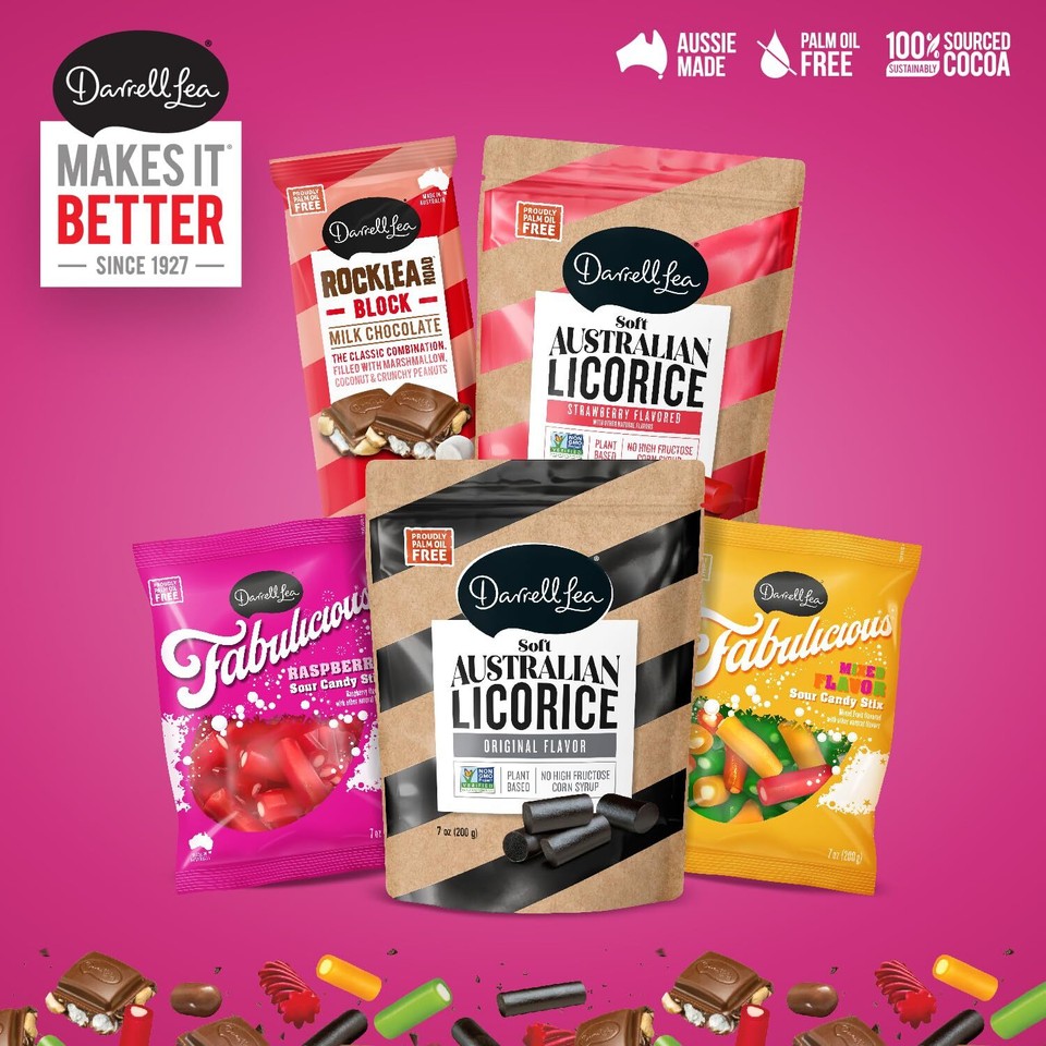 Darrell Lea Black Licorice Candy 7 oz Pack of 8 Soft Chewy Snacks Non ...