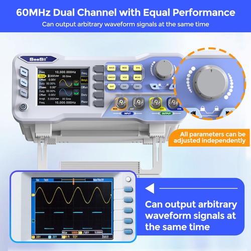 60MHz Dual Channel Signal Source Arbitrary Function Signal Generator ...