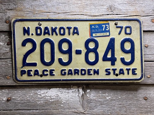 1970 North Dakota License Plate 209-849 ND ‘70 w/‘73 Sticker Tab | eBay
