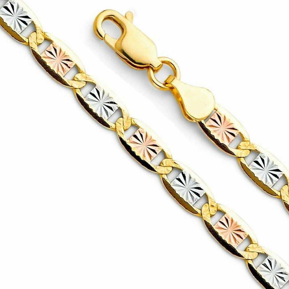 14K Tri Color Italian Gold Valentino Chain Necklace 1.5mm - 4.8mm ...