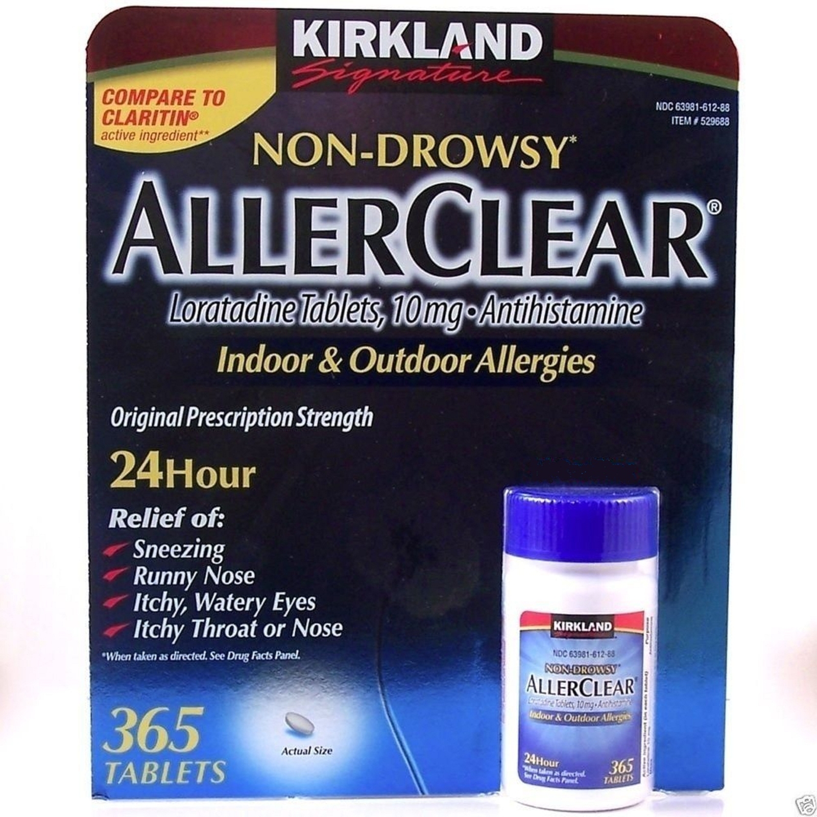 Kirkland Signature Non Drowsy AllerClear Allergies Loratadine 10mg ...