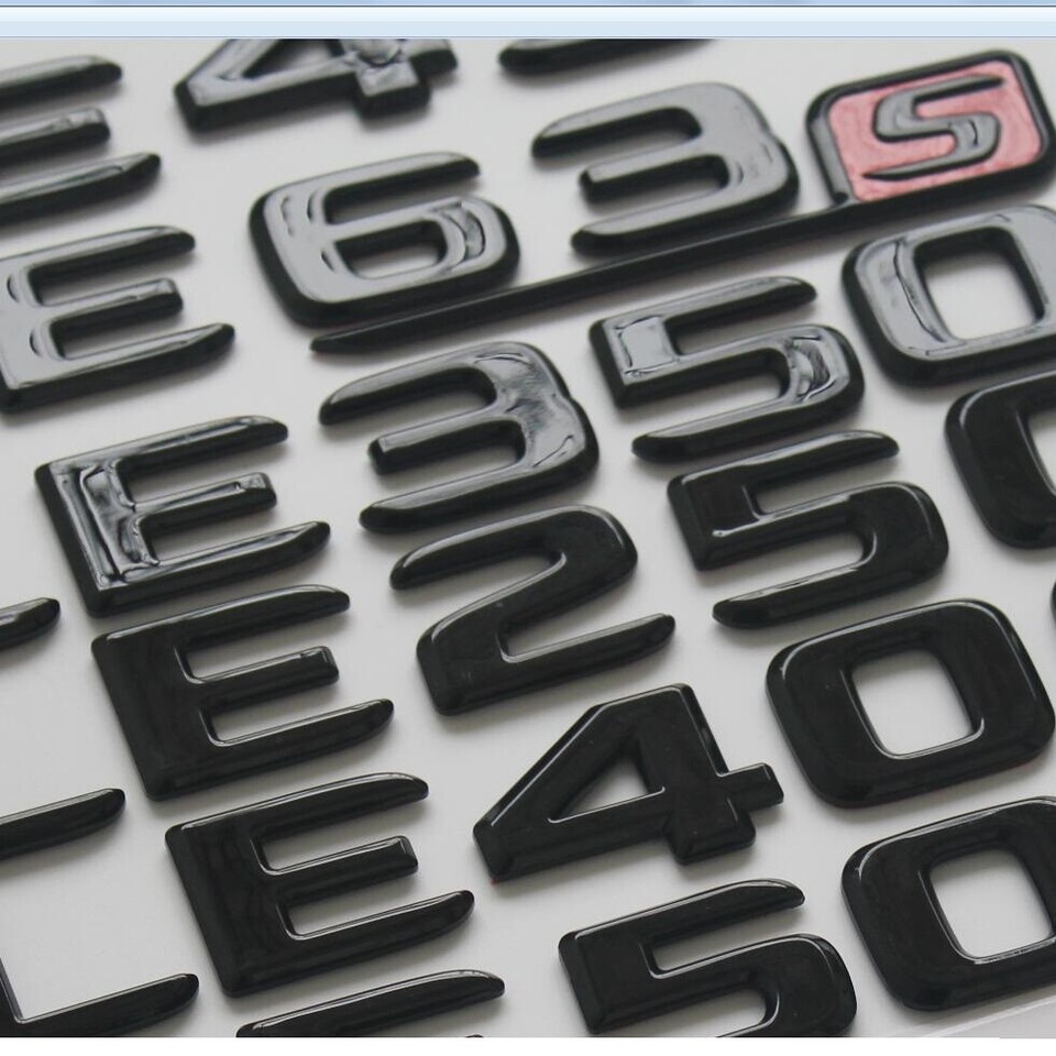 Gloss Black Emblems for Mercedes Benz E43 E53 E63 E63s AMG 4MATIC V8 ...