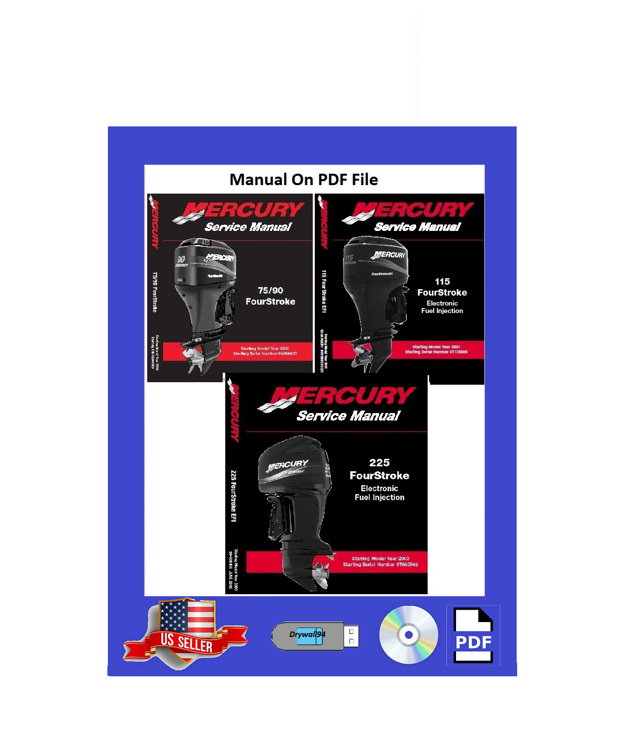 Mercury Service Manual 75/90/115/225 4 Stroke PDF | eBay