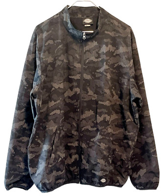 DICKIES CAMO JACKET XL BLACK DOT FULL ZIP LIGHTWEIGHT REFLECTIVE PREOWN ...