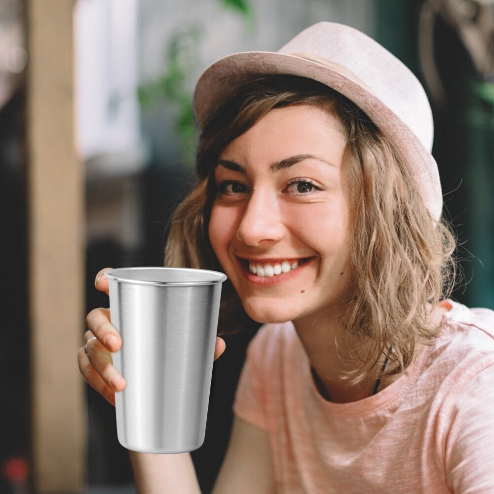 500ml Reusable Stainless Steel Beer Cup Tumbler Stackable Drinking Tea ...