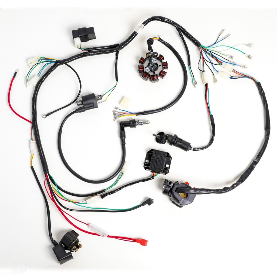 Complete Electrics Wiring Harness Wire Loom Assembly For 4-Stroke ATV ...
