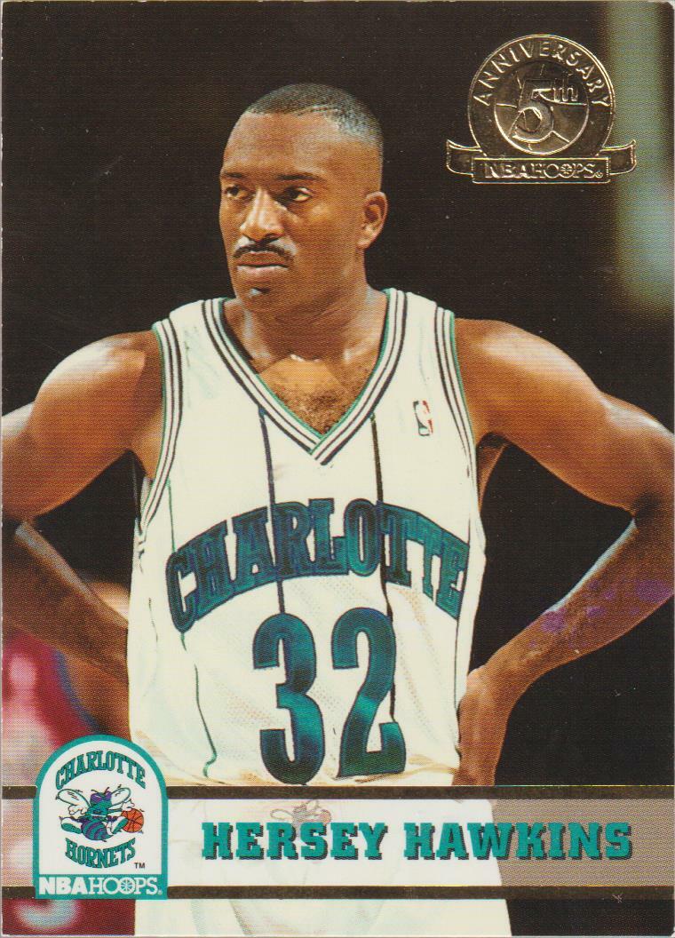 1993-94 SkyBox 5th Anniversary Stamp #308 Hersey Hawkins card ...
