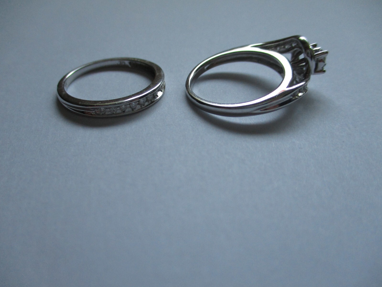 10k Solid White Gold & Diamonds Wedding Ring Set | eBay