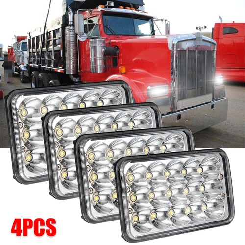 For Kenworth W900 T800 Peterbilt 357 379 378 4pcs 4x6" LED Headlights ...