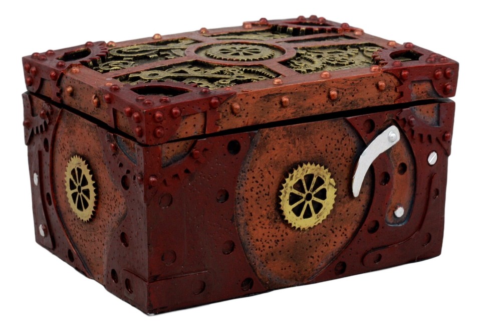 Steampunk Mechanical Gears Clockwork Jewelry Box Figurine 5"L Science ...