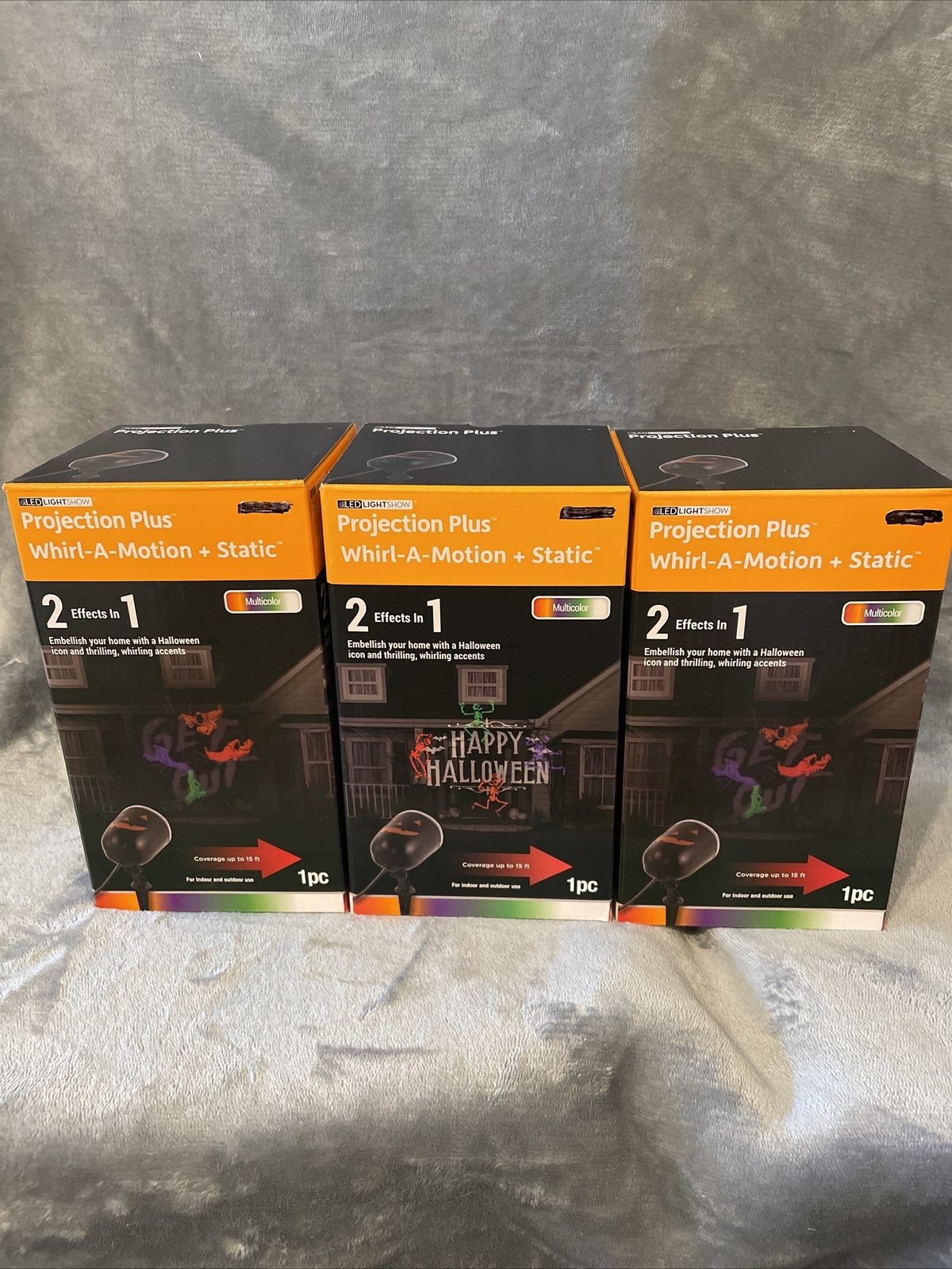 Gemmy LED Light Show Projection Plus Whirl-A-Motion + Multicolor Ghosts ...