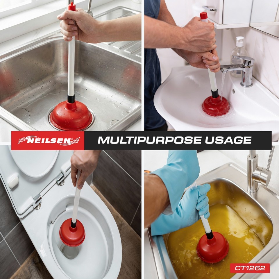 Neilsen 6-Inch/150mm Rubber Plunger with Plastic Handle – Efficient ...