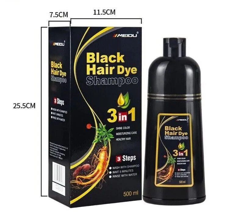 Hair Dye Shampoo 3 in 1 for Women & Men 100% Gray Hair Coverage Champu ...