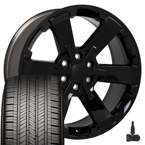 22x9 Black 5662 CK162 Wheels Goodyear Tires TPMS Fit Silverado Tahoe ...