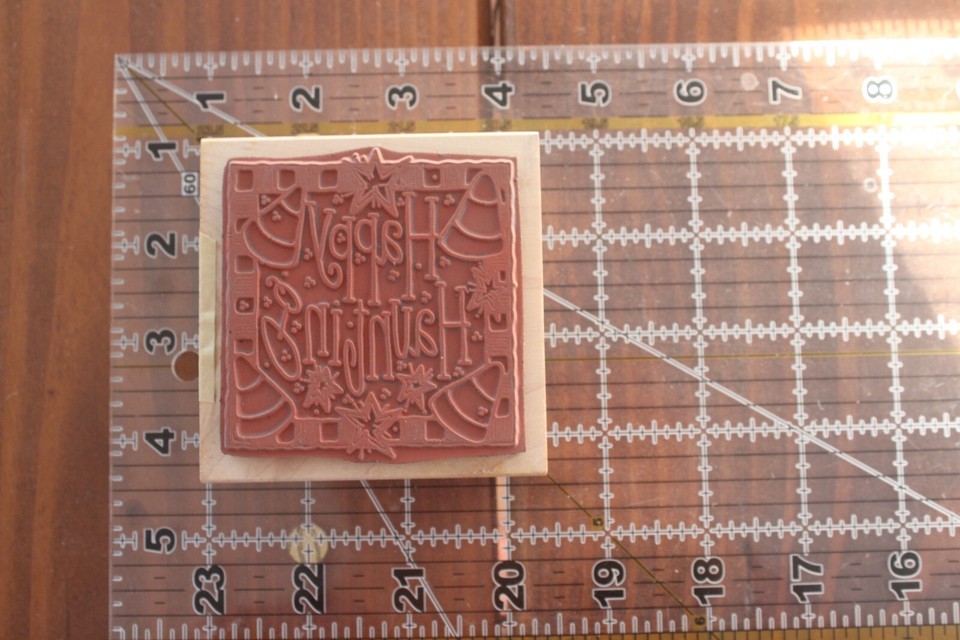 WHIPPER SNAPPER Wood Rubber Stamp HAPPY HAUNTING Candy Corn Square ...
