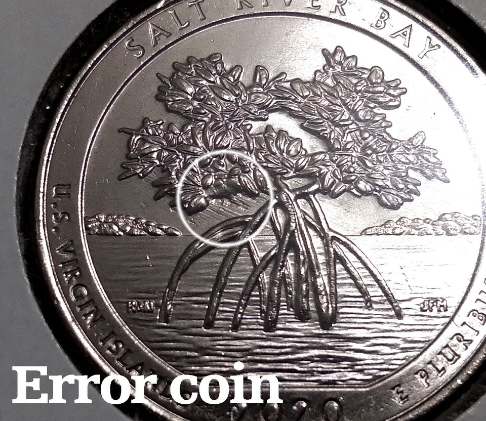 2020-P Salt River Bay Park Quarter / Error on Reverse Die Break. BU ...