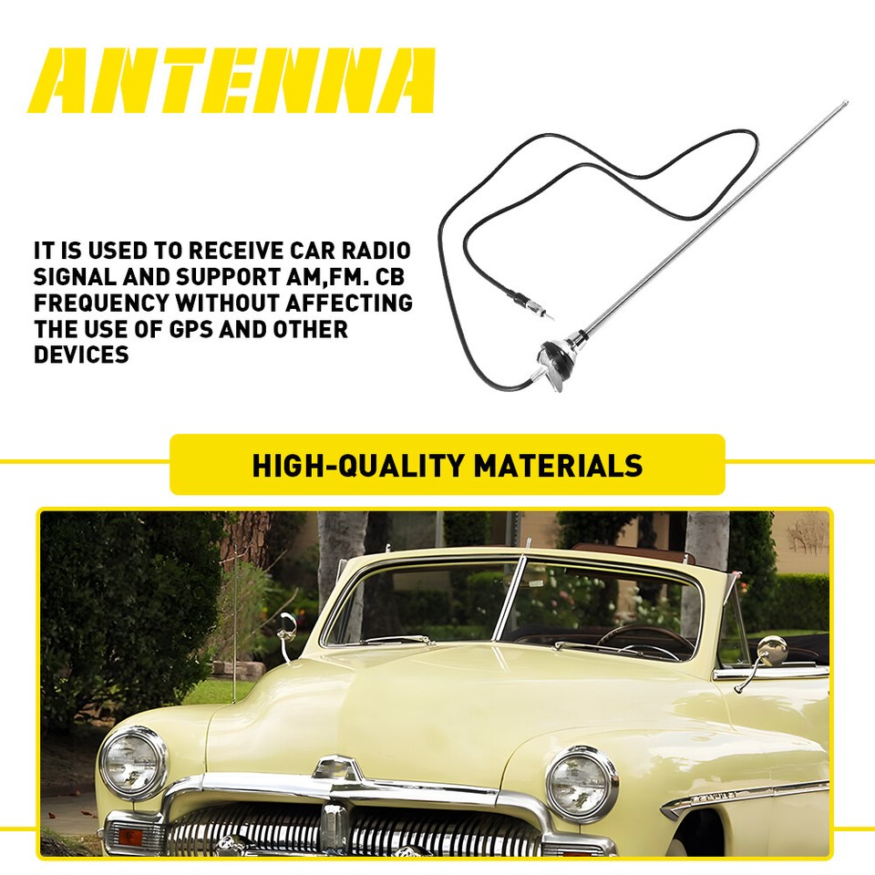NEW 3 Section Retractable Vintage Style AM/FM Car Radio Antenna Round ...