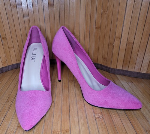 illude Nancy Pink Suede High Heels Womens Size 6.5 Stilettos Shoes ...