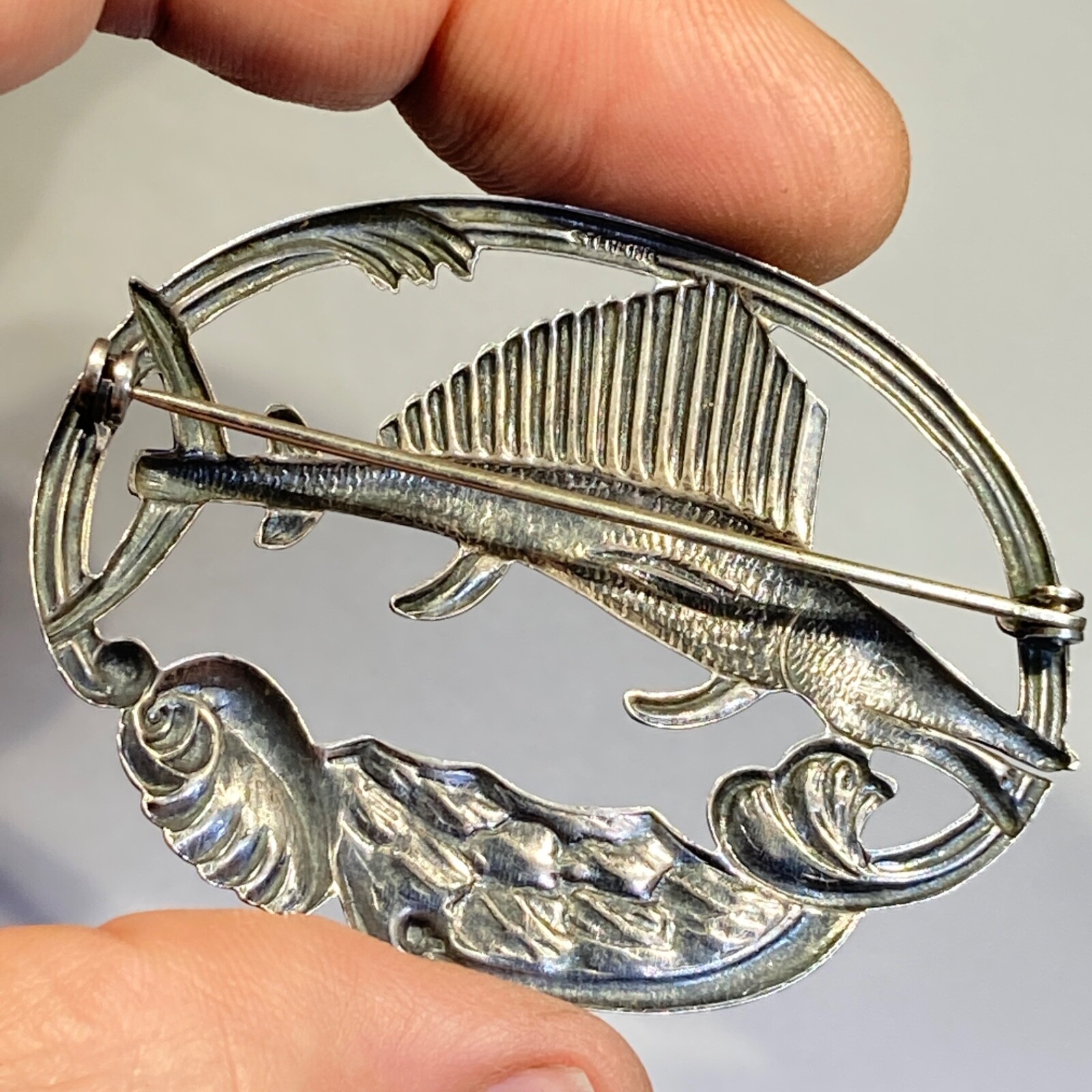 Vintage Mid Century Sailfish Brooch Pin Sterling Silver 925 Big 2 1/4 ...