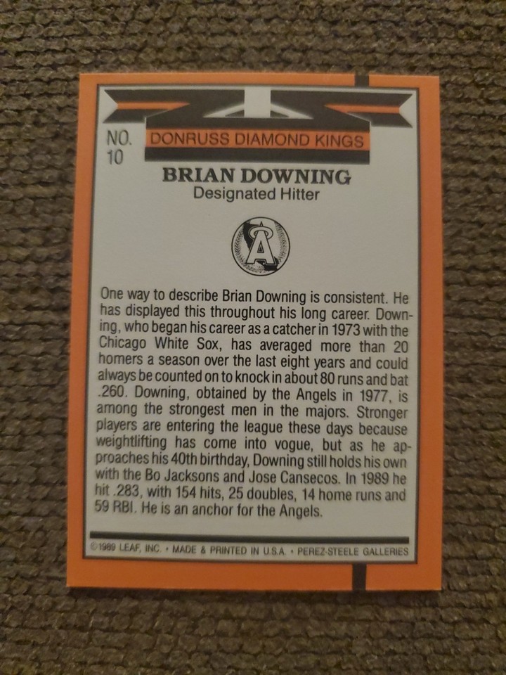 1990 Brian Downing Donruss Backwards Picture Error | eBay