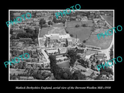 OLD LARGE HISTORIC PHOTO OF MATLOCK ENGLAND AERIAL VIEW OF DERWENT ...