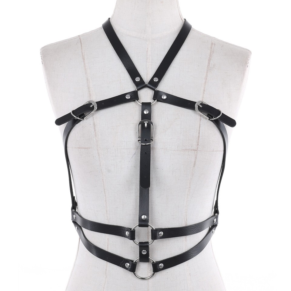 Women Adjustable Leather Harness Bra Body Chest Cage Belt Strap ...