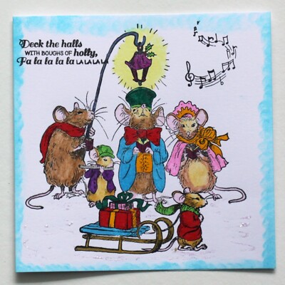 DECK THE HALL MICE SINGERS CHOIR CHRISTMAS SEASONAL HANDMADE BLANK ...