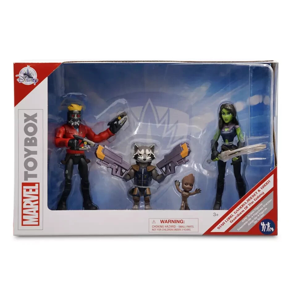 Marvel Action Figure Set GOTG Groot Starlord Rockey Disney Toybox **IN ...
