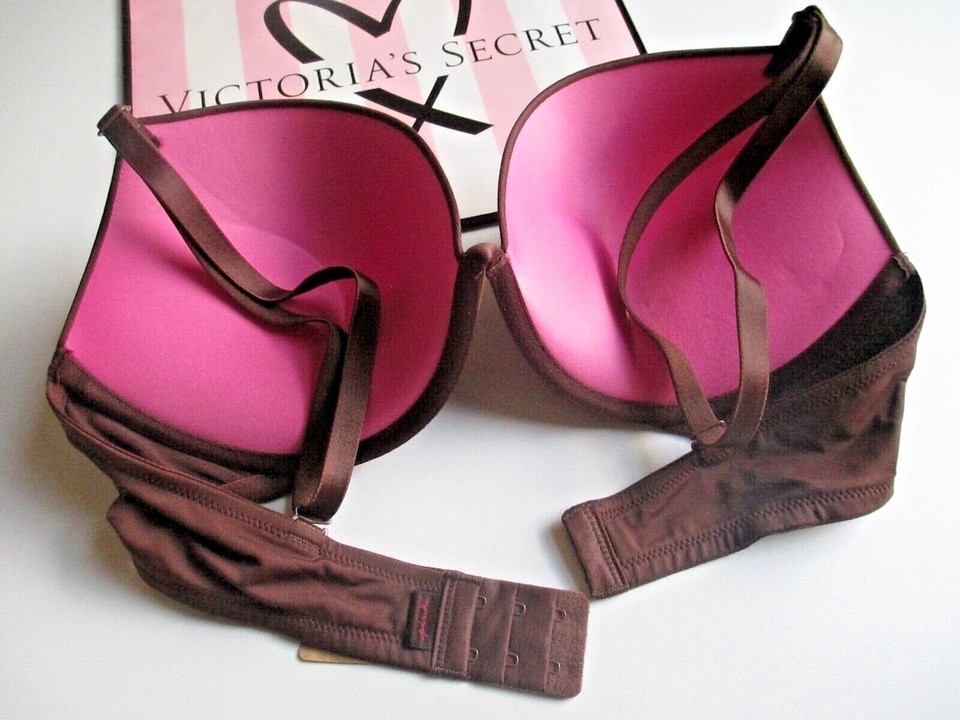 VICTORIA'S SECRET PINK Super Push-Up Bra 34A 34D 36A 38D 38DD Ganache ...