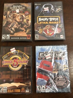 Pc Gaming Cd Rom Lot Of 4 Games. Angry Birds, Remington Super Slam ...