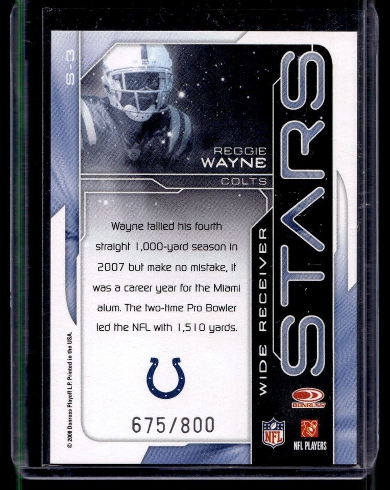 2008 Donruss Elite Stars Red Reggie Wayne 675/800 #S-3 | eBay