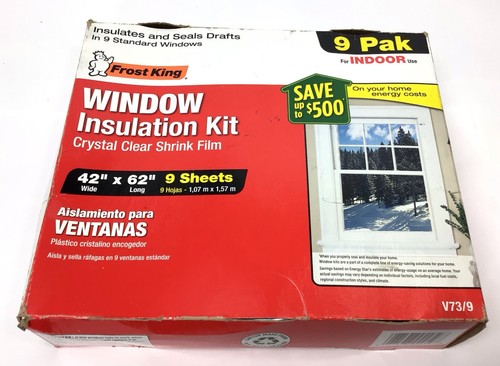 Frost King Window Insulation Kit Crystal Clear Shrink Film 42” X 62” 9 ...
