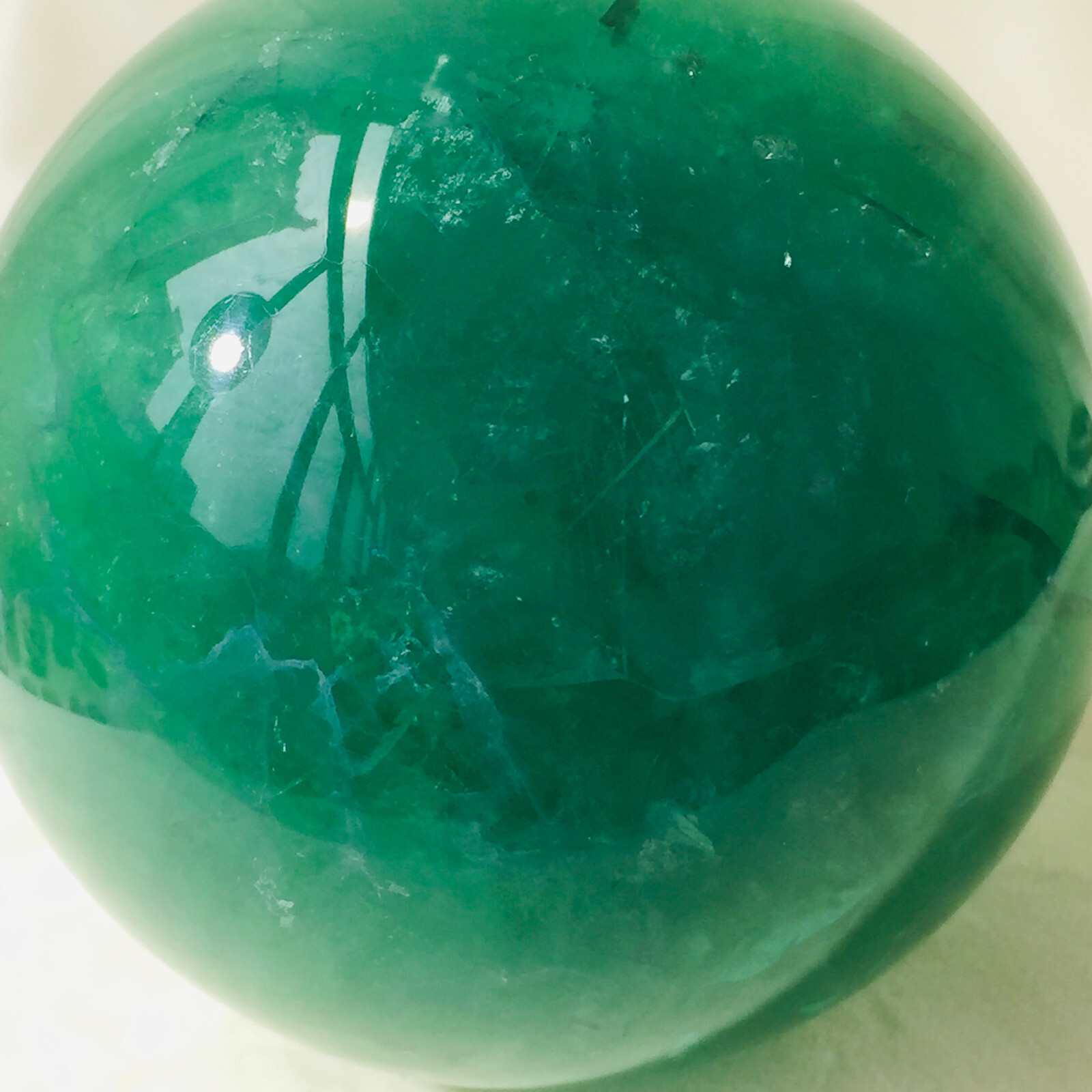 757g Large Clear Dark Green Fluorite Quartz Crystal Sphere Genius Stone ...