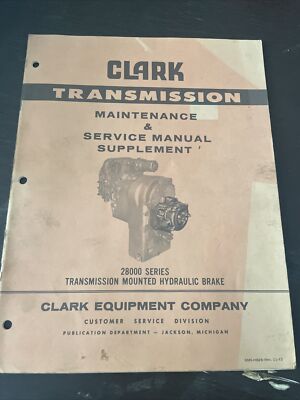 Clark HR-28000 hydraulic brake Transmission Service Manual Parts Book ...