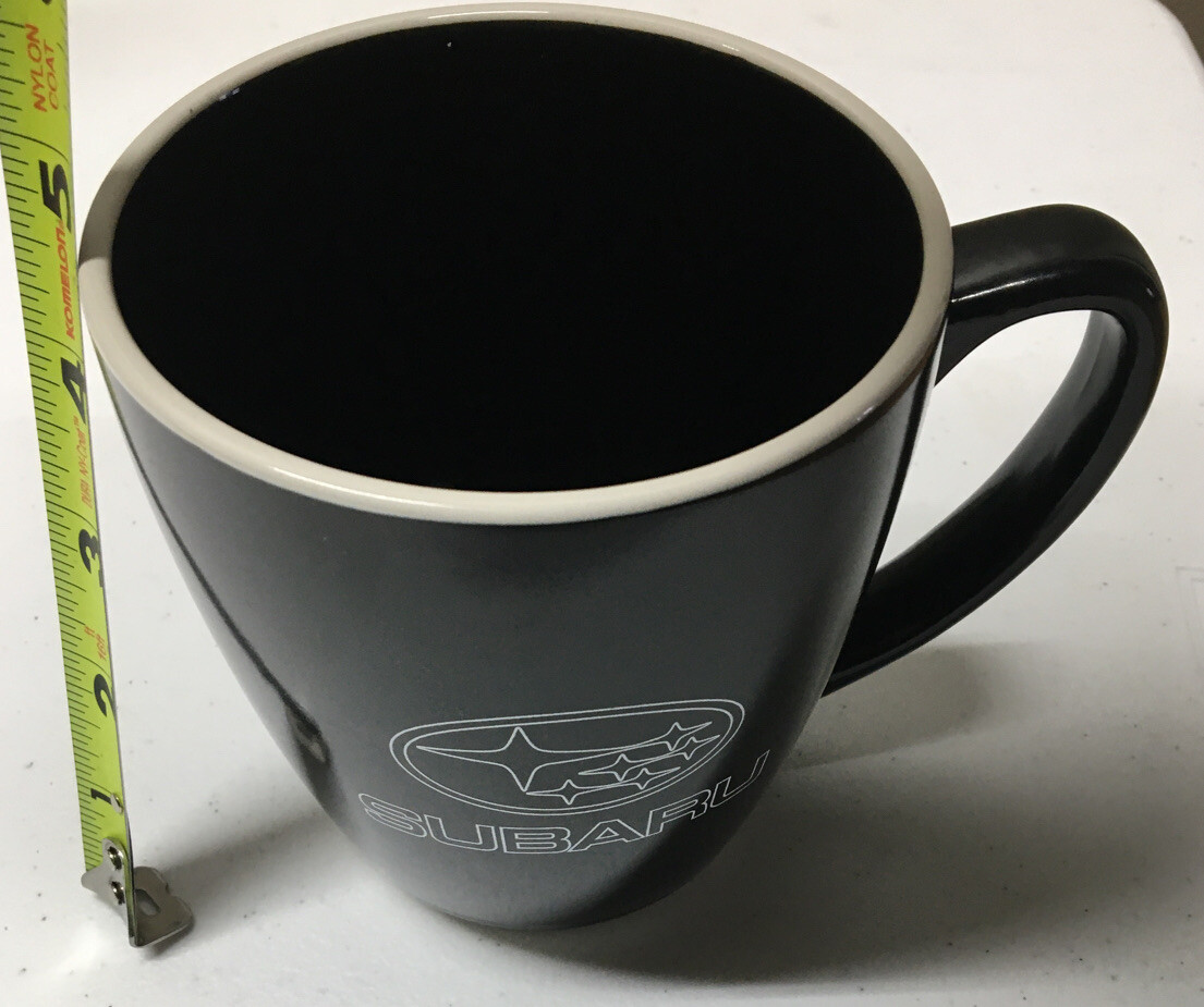 Subaru Coffee/ Tea Mug Auto Dealer Advertisement Black With White Trim ...