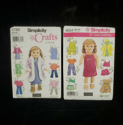18 inch Doll SIMPLICITY 4654 Spring + 4786 Winter Sewing Patterns ...