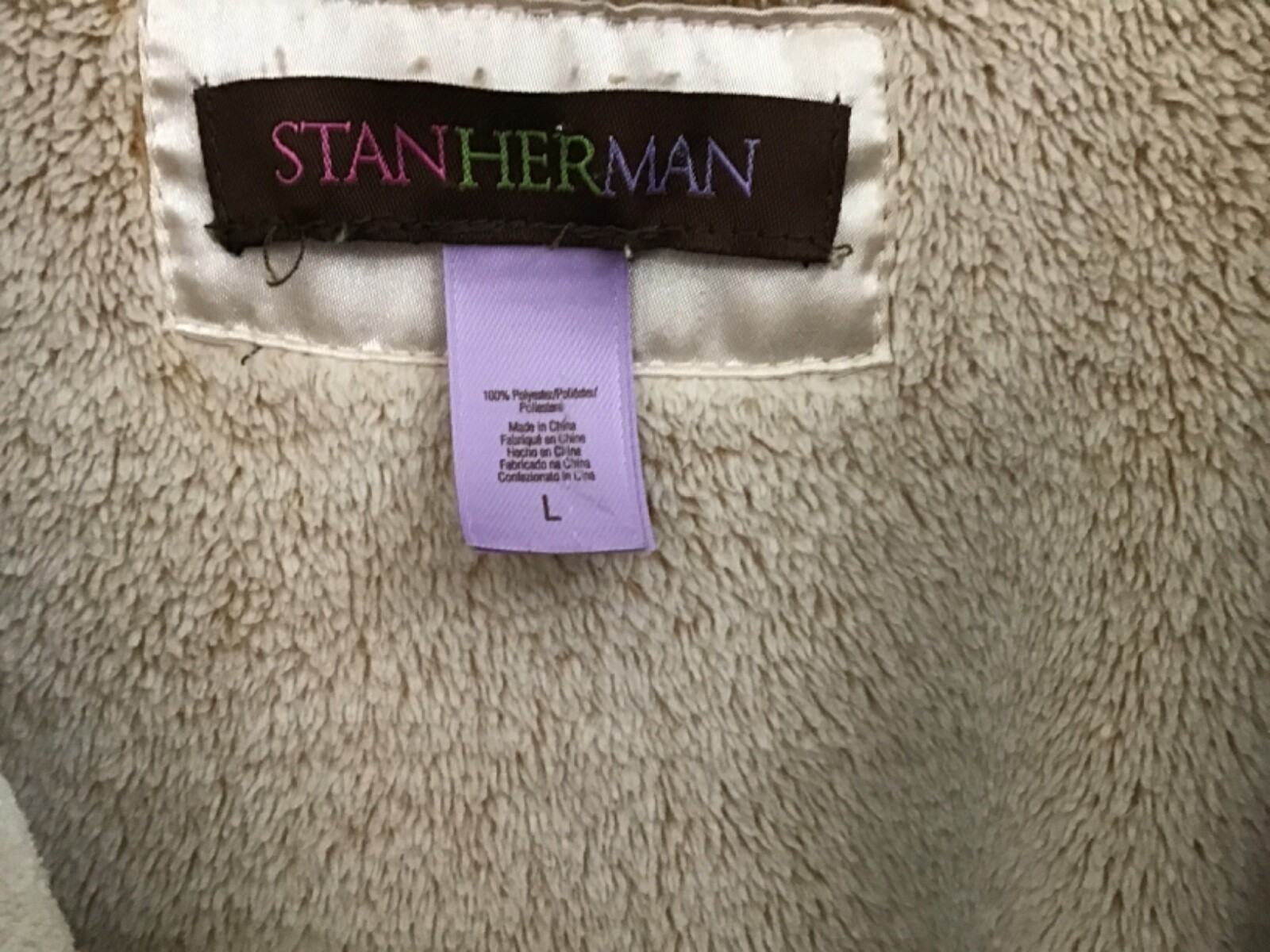 Vintage Women's Stan Herman Beige Robe Lounge Cozy S… - Gem