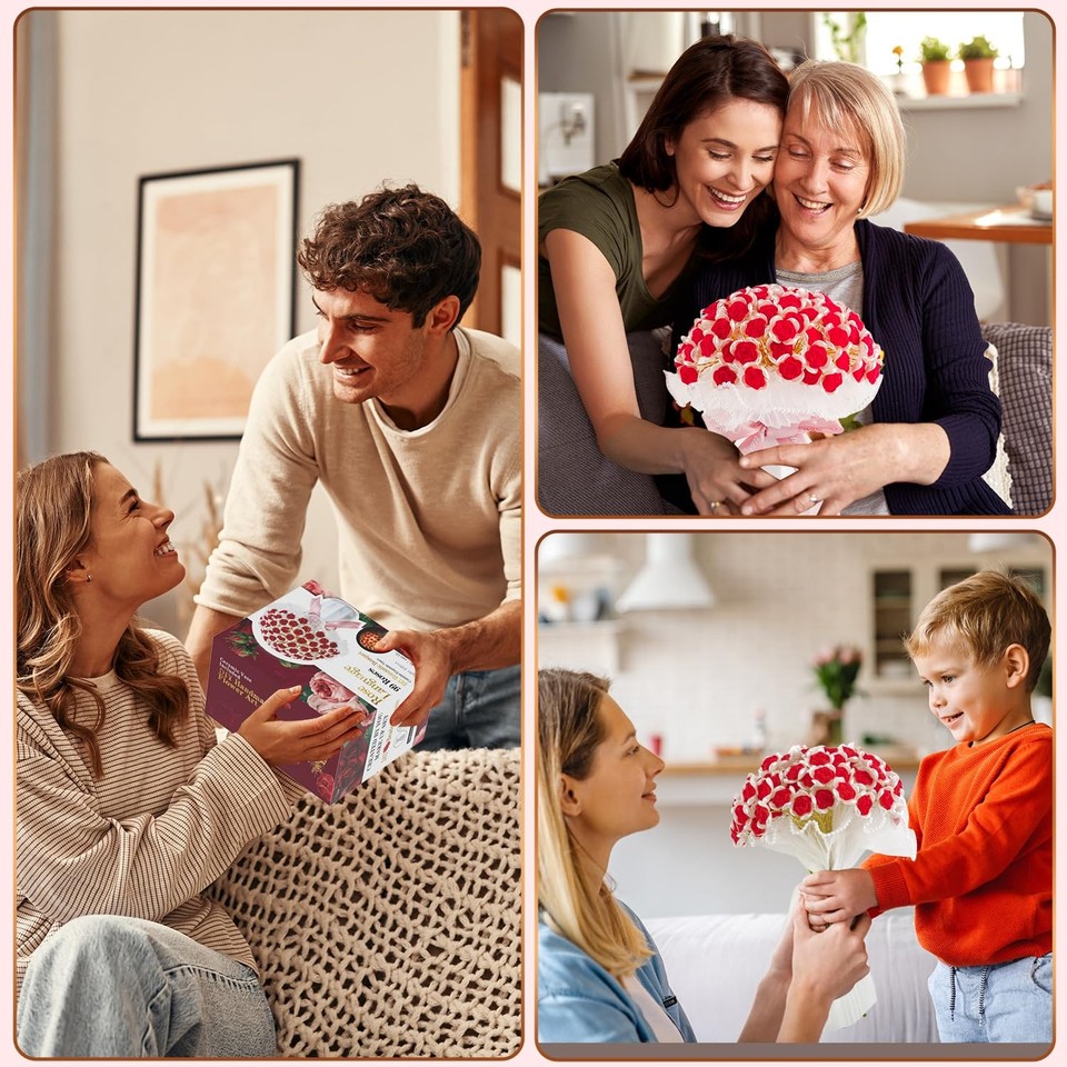 Handmade Glitter 99 Roses Flowers Bouquet Set, Artificial Flowers ...