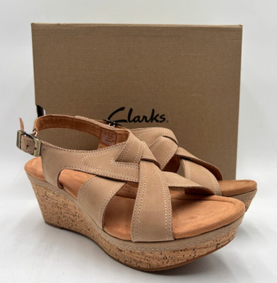 Clarks ELLERI RAE NOUGAT Women's NEW Platform Wedge Sandals Beige ...