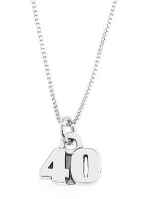 Sterling Silver Small Number 40 Forty Charm with Box Chain Necklace | eBay