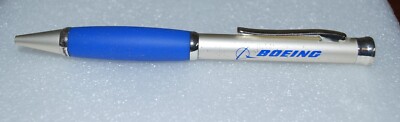 BOEING SILVER/BLUE BALLPOINT PEN WITH GEL GRIP - WORKS | eBay