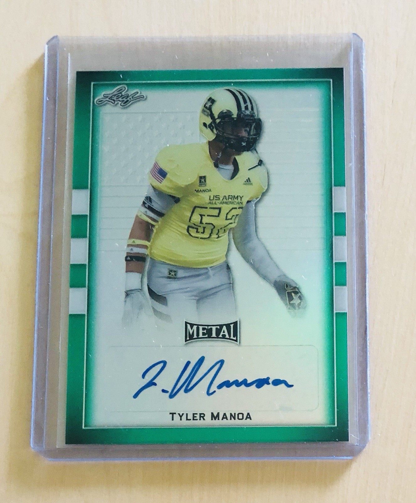 Tyler Manoa 2018 Leaf Army Metal Green Auto 1/4 UCLA Bruins | eBay