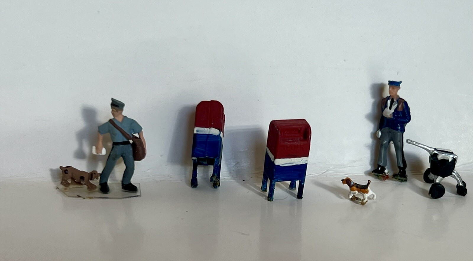 ho scale mail boxes & mailman figures 6 pcs | eBay