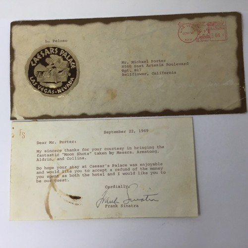 Frank Sinatra Signed Personal Thanks Note in a Cesar’s P envelope Las ...