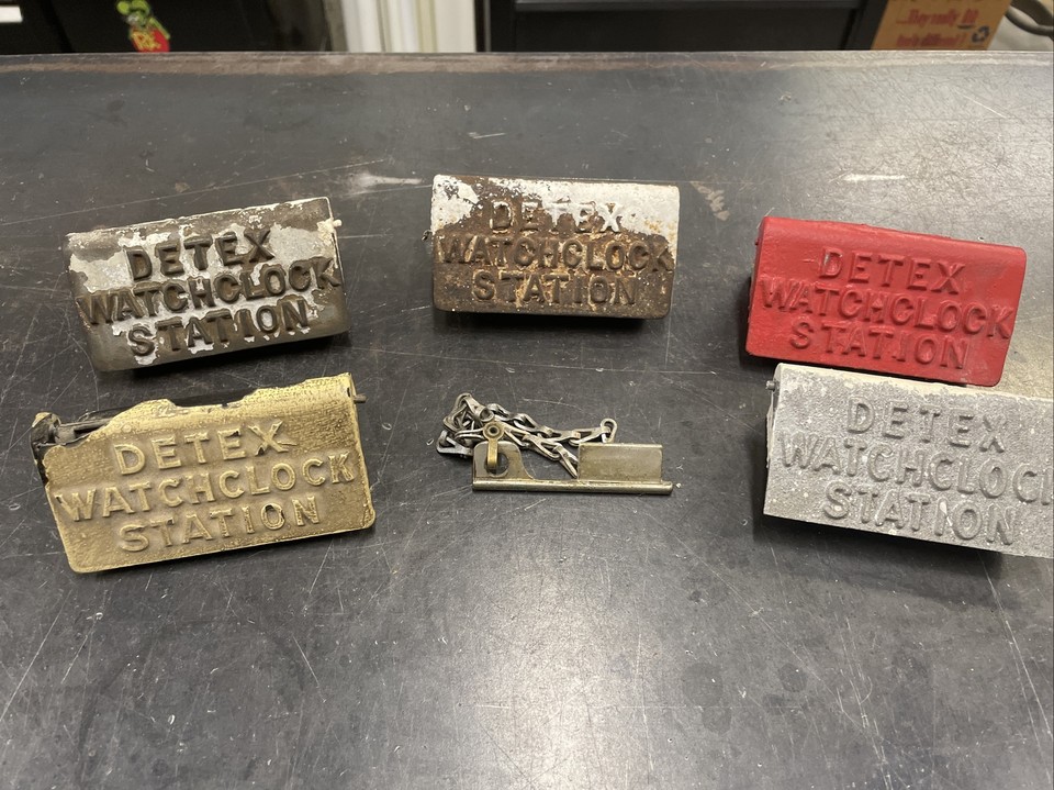 Lot of 5 Detex Guardsman Watchclock Station Box w/ 6 Keys 2, 4, 6, 8, 9 ...