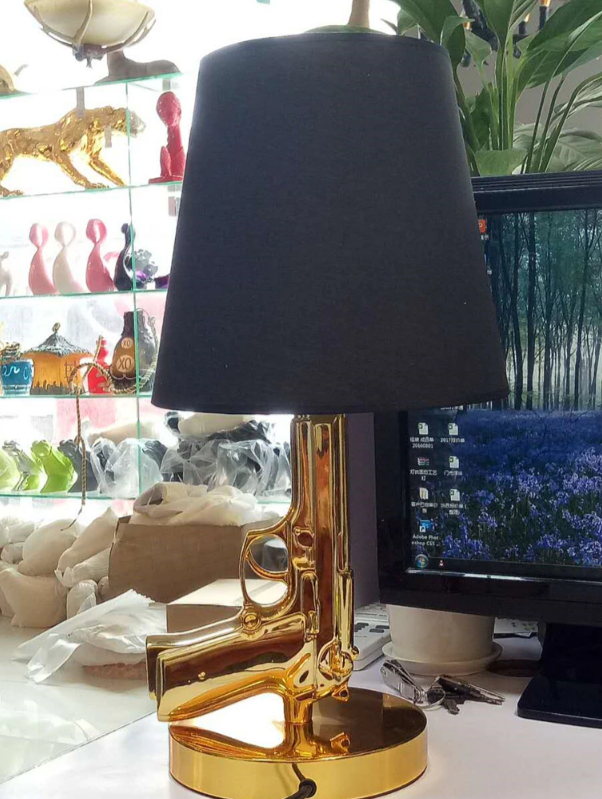Accent Table Lamp Metal LED Light Modern Home Decor Gun Rifle Floor ...