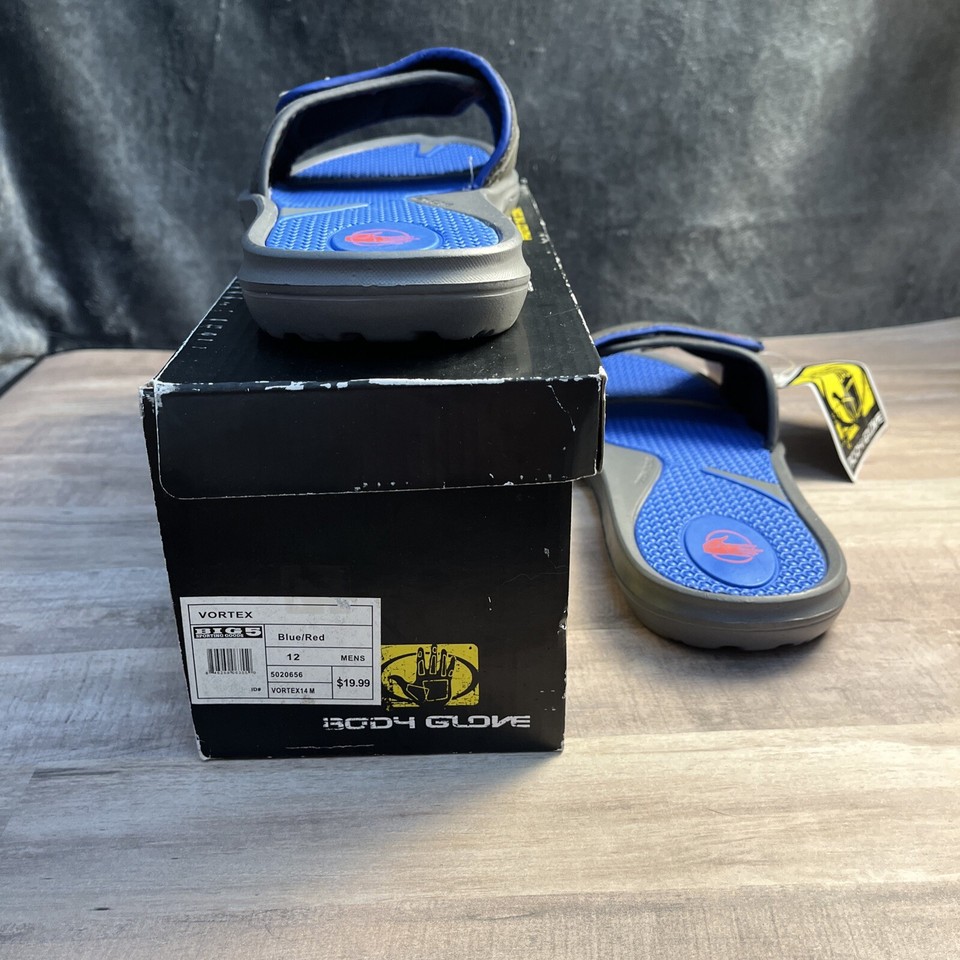 BODY GLOVE Vortex Slides Sandals Adjustable Strap Men Sz 12 Black Blue ...
