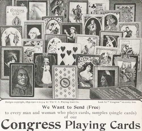 1905 US Playing Card Co.Vtg Print Ad for CONGRESS Single Swap Samples ...